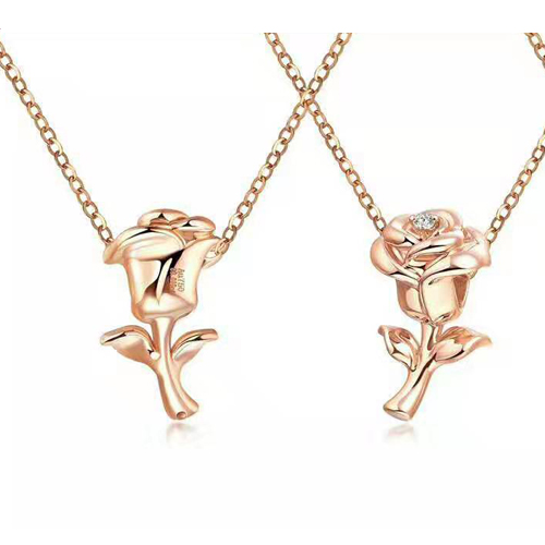 Enchanted Rose Pendant Necklace In 18k Rose Gold With Diamond